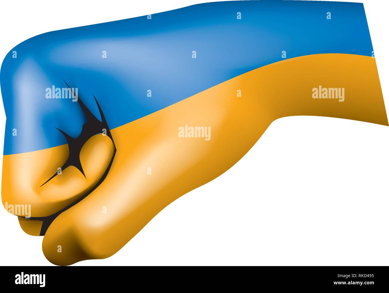 Ukraine flag and hand on white background. Vector illustration Stock ...