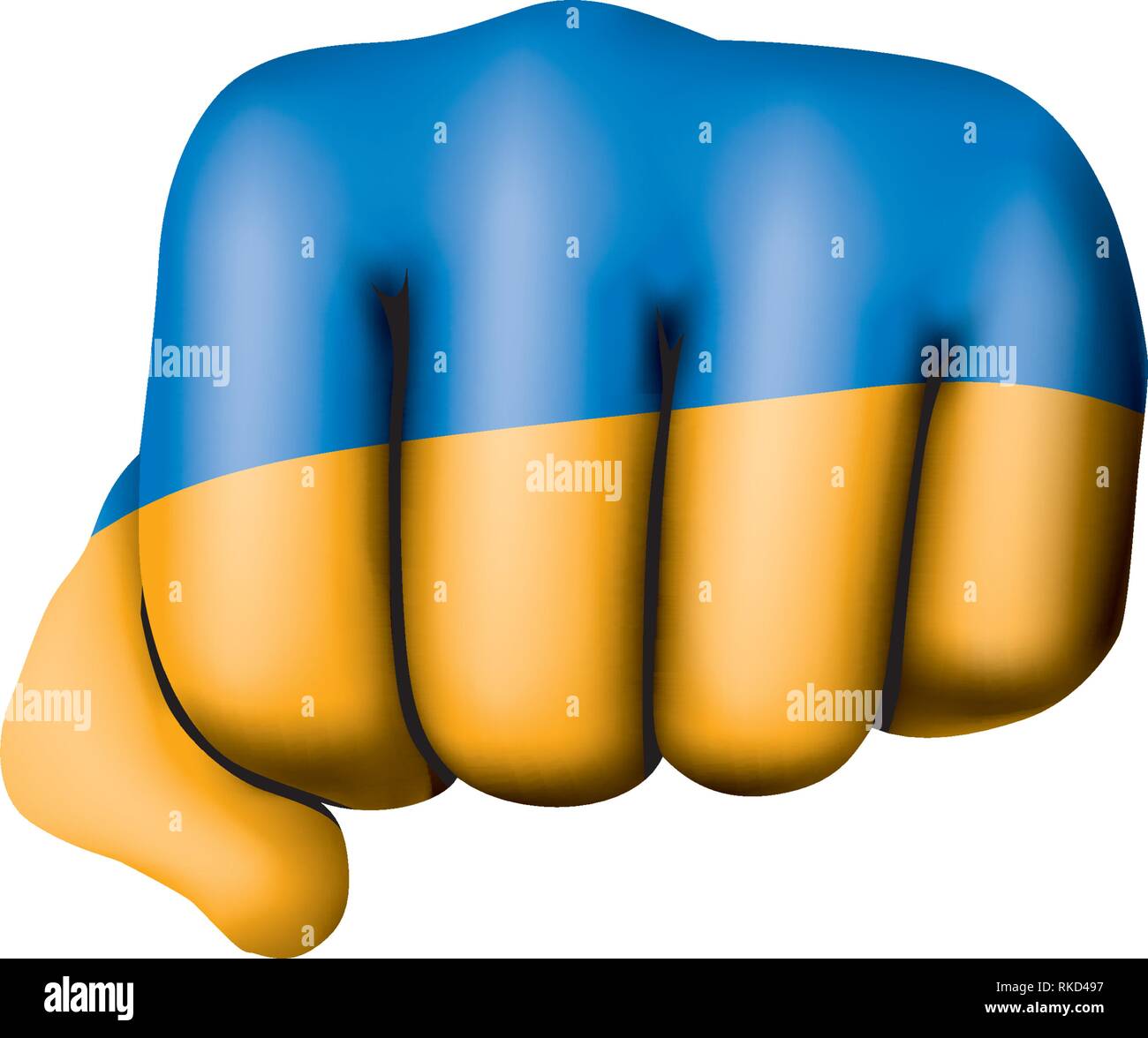 Ukraine flag and hand on white background. Vector illustration Stock ...