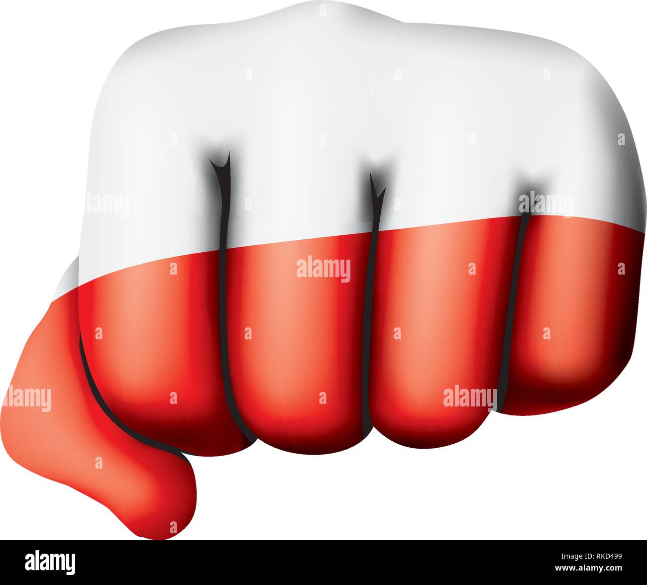 Poland flag and hand on white background. Vector illustration Stock ...