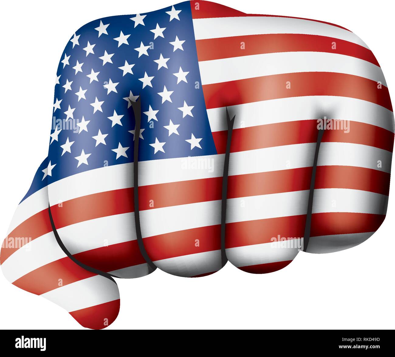 USA flag and hand on white background. Vector illustration Stock Vector ...