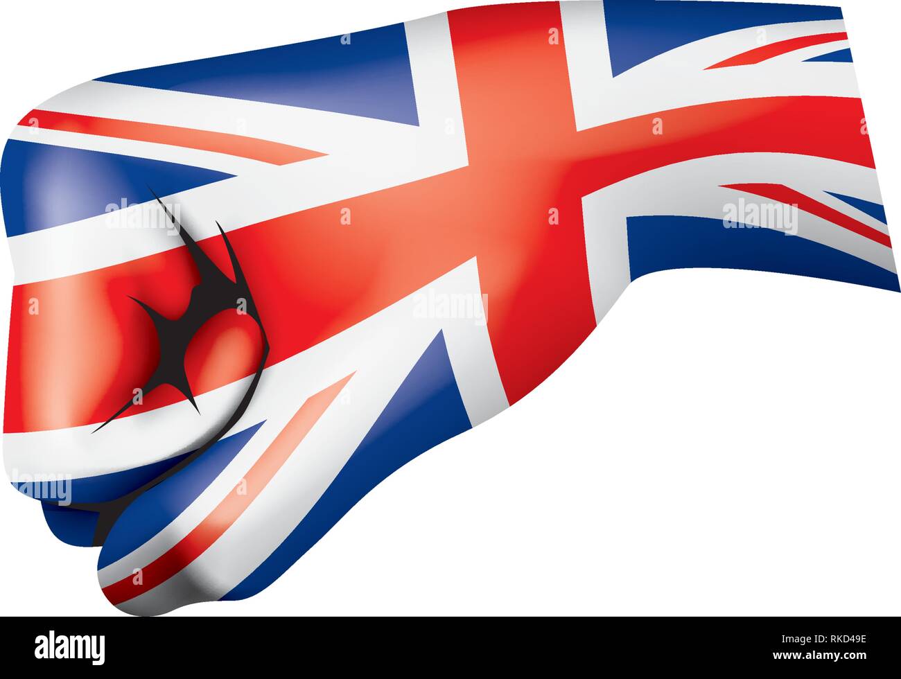 United Kingdom flag and hand on white background. Vector illustration ...