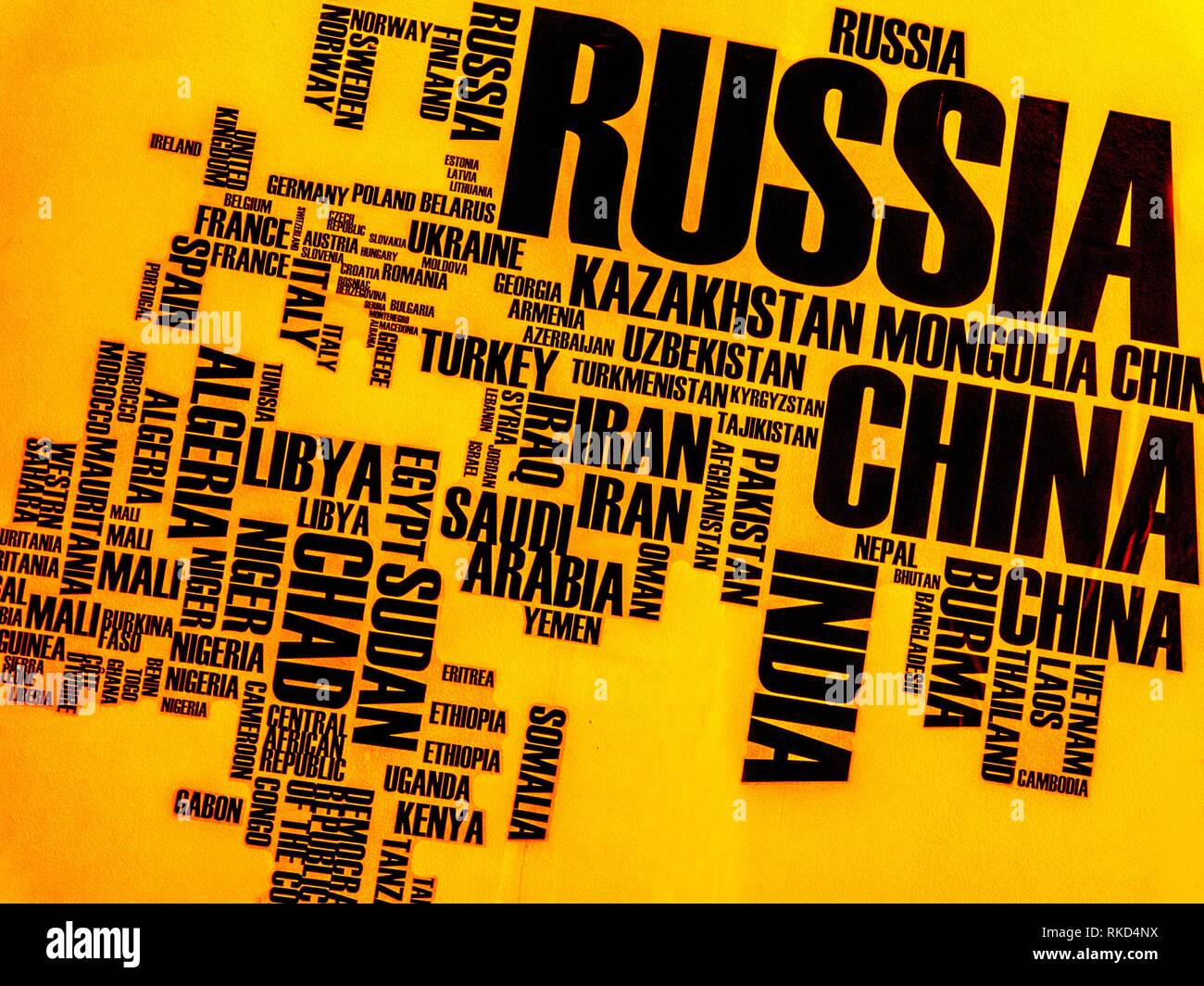 Word world map hi-res stock photography and images - Alamy