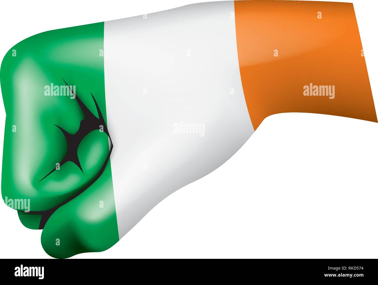 Ireland flag and hand on white background. Vector illustration Stock ...