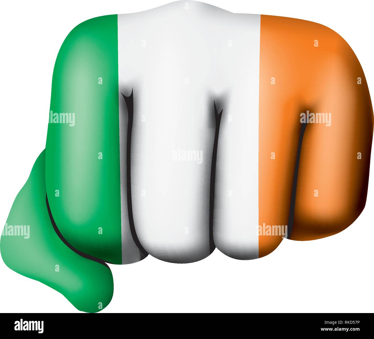 Ireland flag and hand on white background. Vector illustration Stock ...