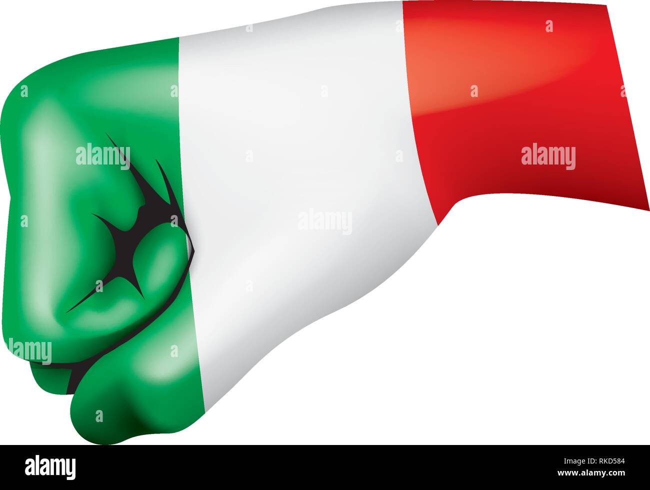 Italy flag and hand on white background. Vector illustration Stock ...