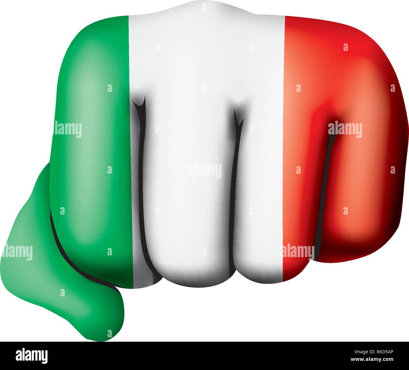 Italy flag and hand on white background. Vector illustration Stock ...