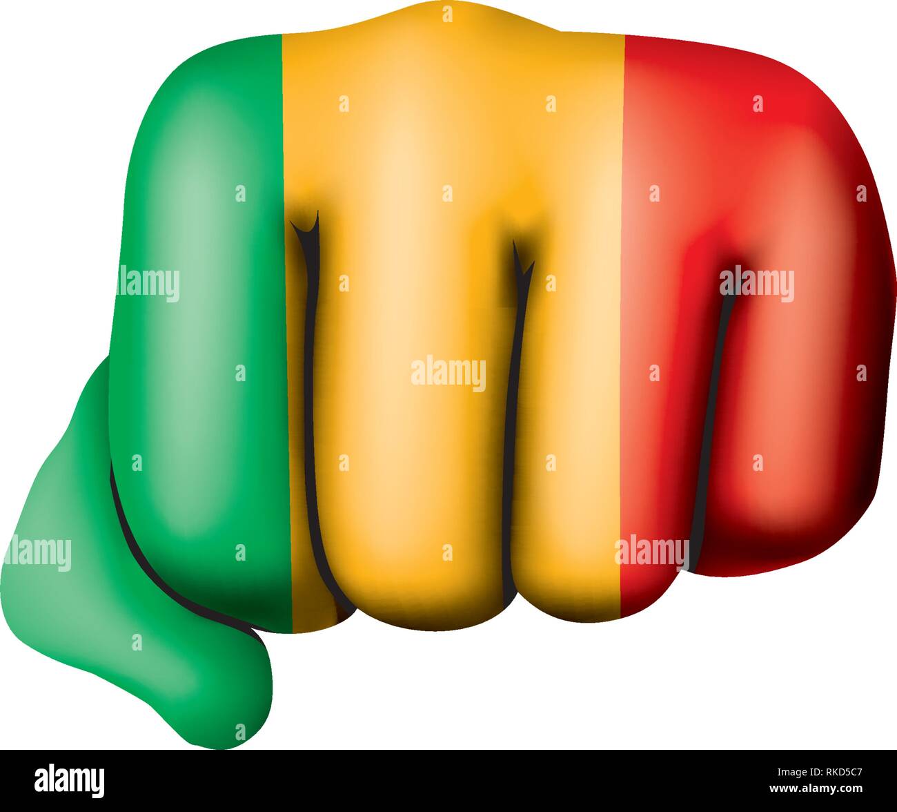 Mali flag and hand on white background. Vector illustration Stock ...