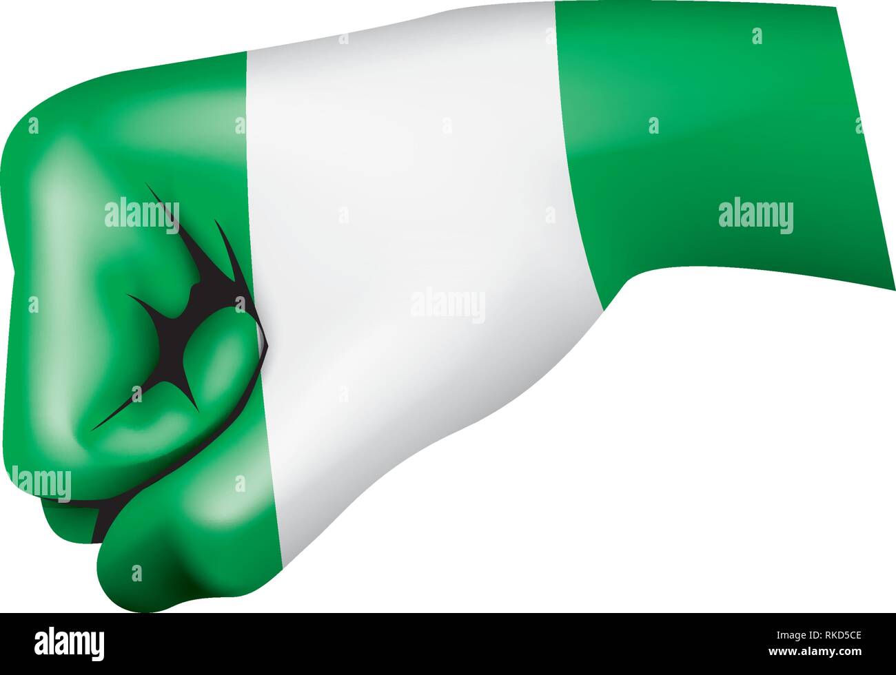 Nigeria flag and hand on white background. Vector illustration Stock ...