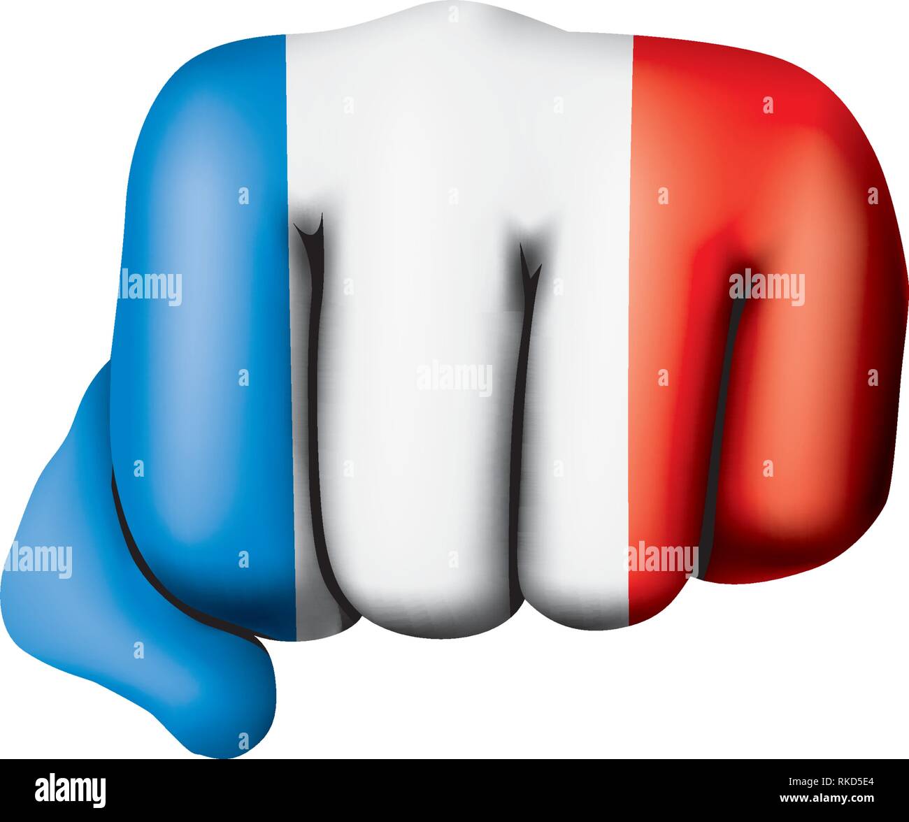 France flag and hand on white background. Vector illustration Stock ...