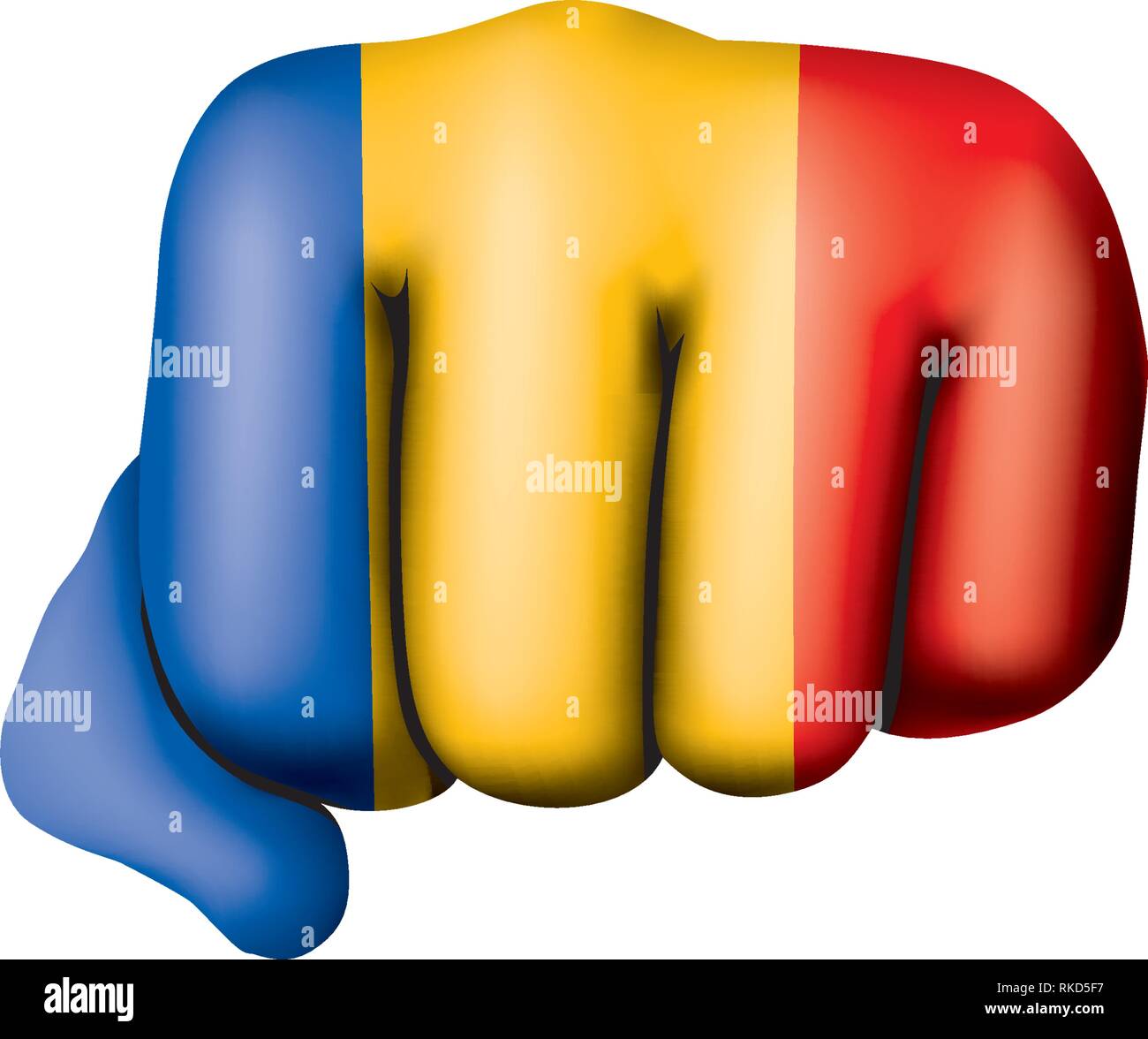 Chad flag and hand on white background. Vector illustration Stock ...