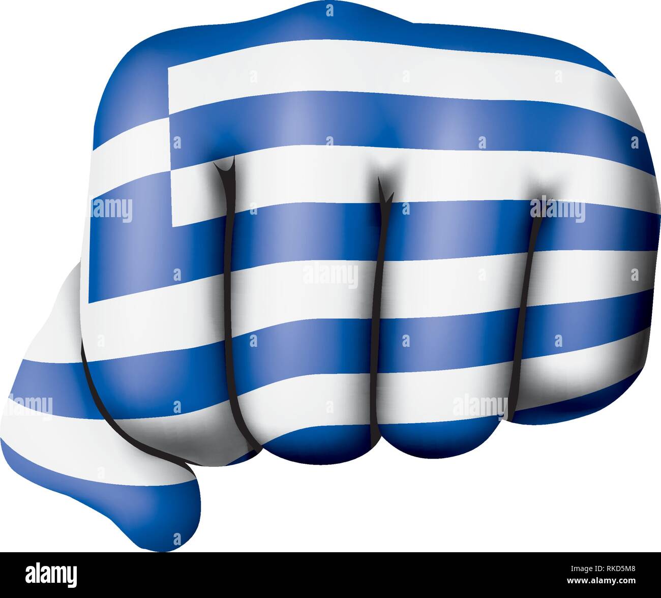 Greece flag and hand on white background. Vector illustration Stock ...