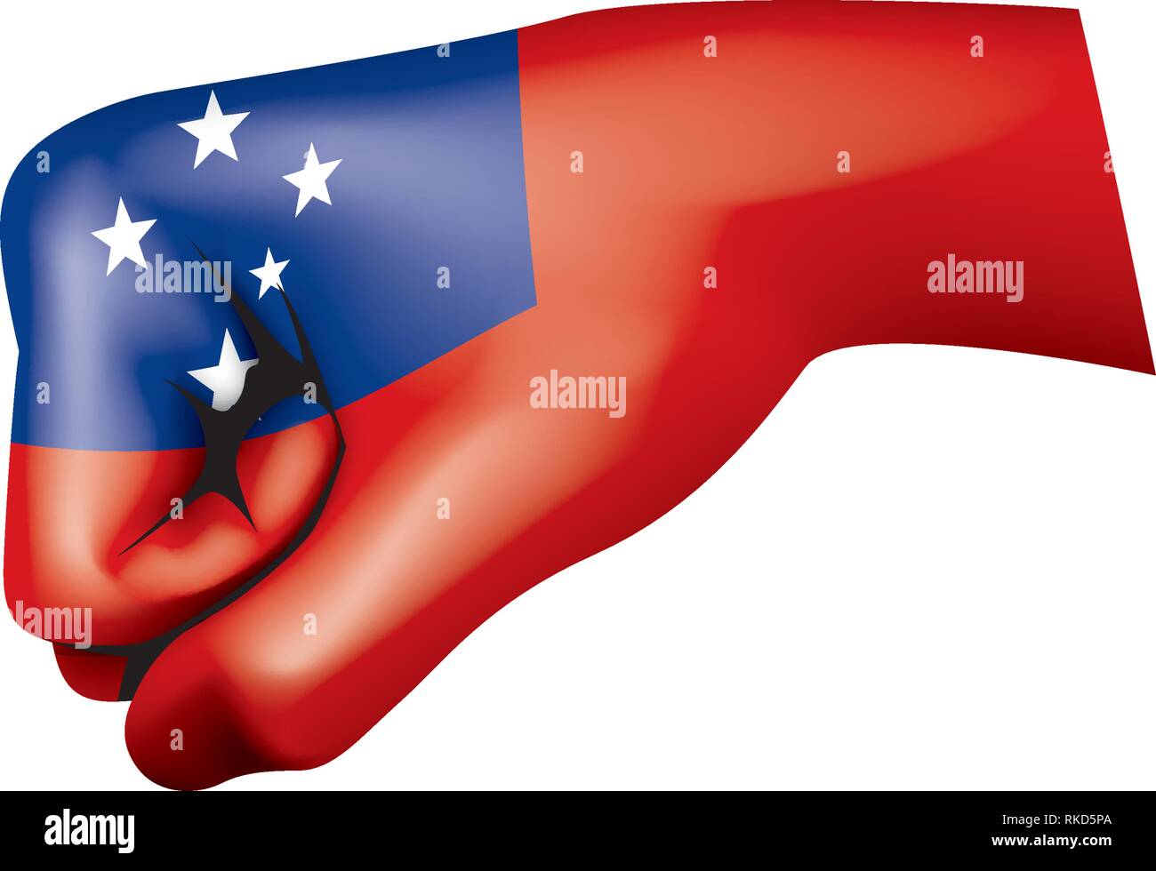 Samoa flag and hand on white background. Vector illustration Stock ...