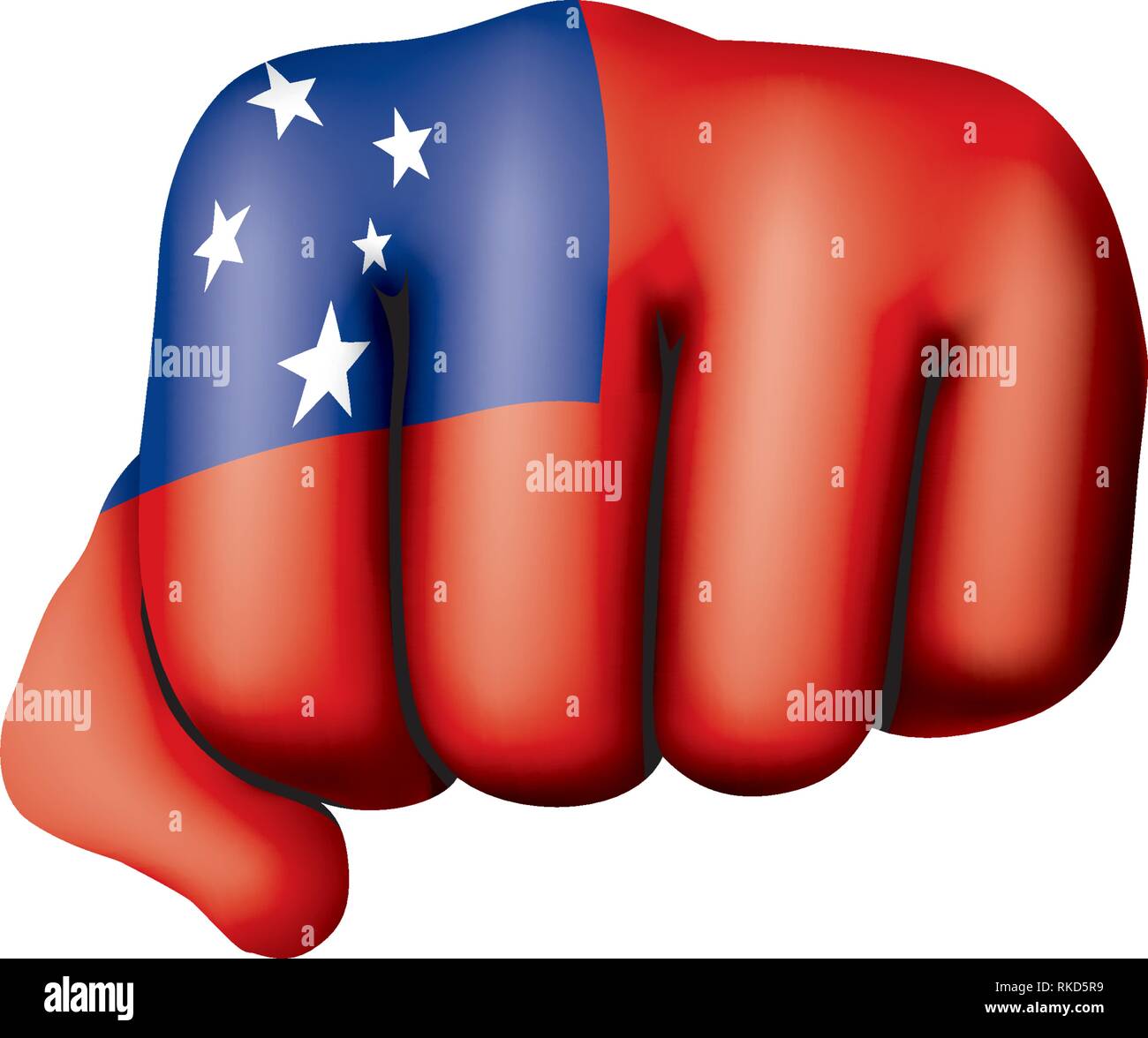 Samoa flag and hand on white background. Vector illustration Stock ...