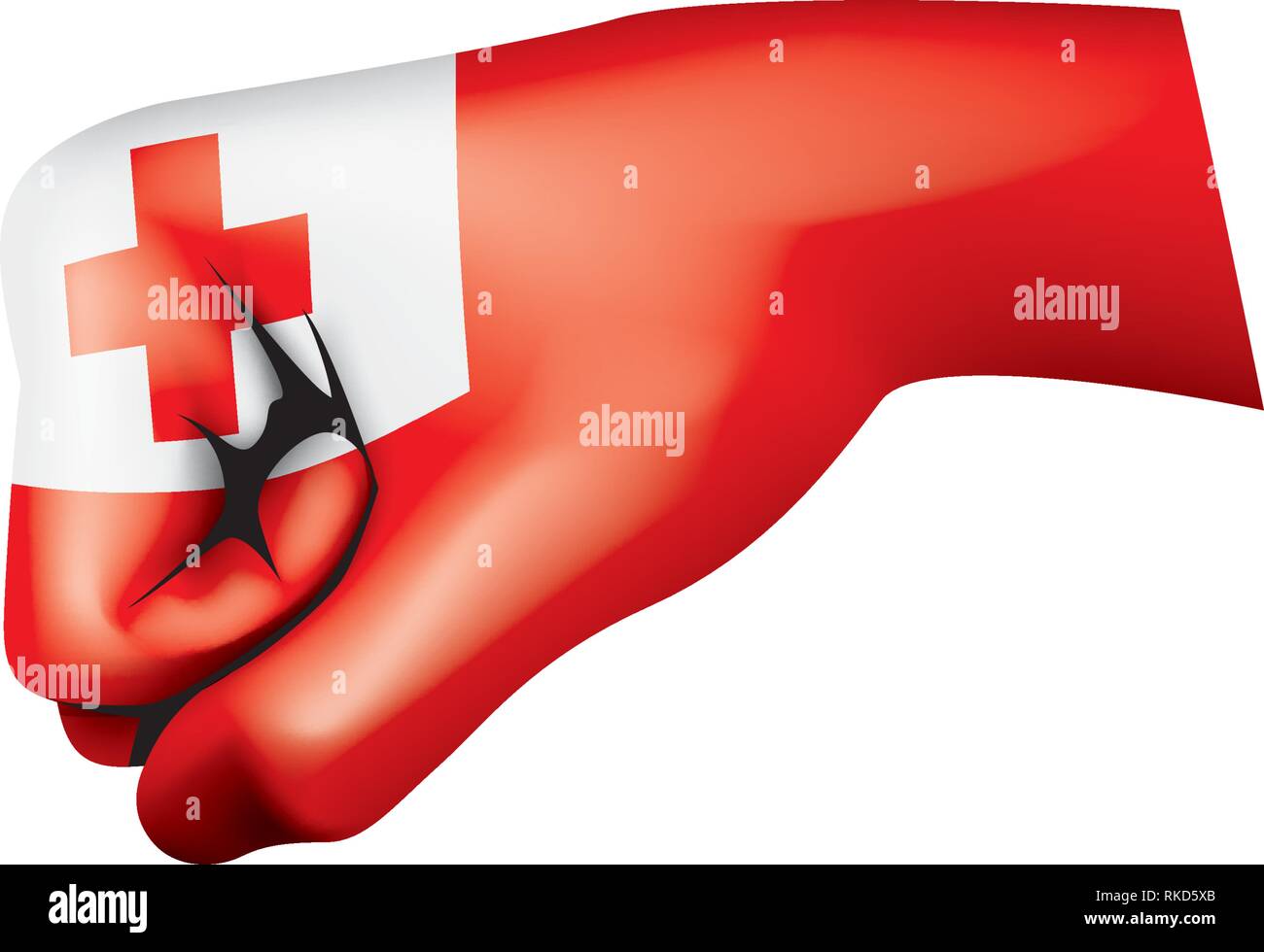 Tonga flag and hand on white background. Vector illustration Stock ...