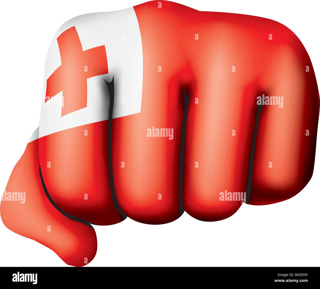 Tonga flag and hand on white background. Vector illustration Stock ...