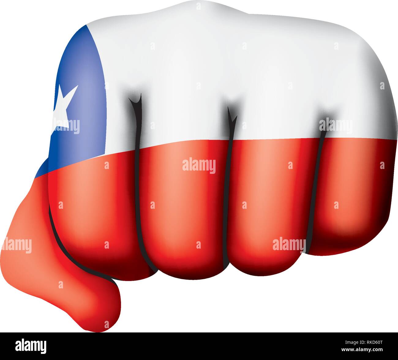 Chile flag and hand on white background. Vector illustration Stock ...