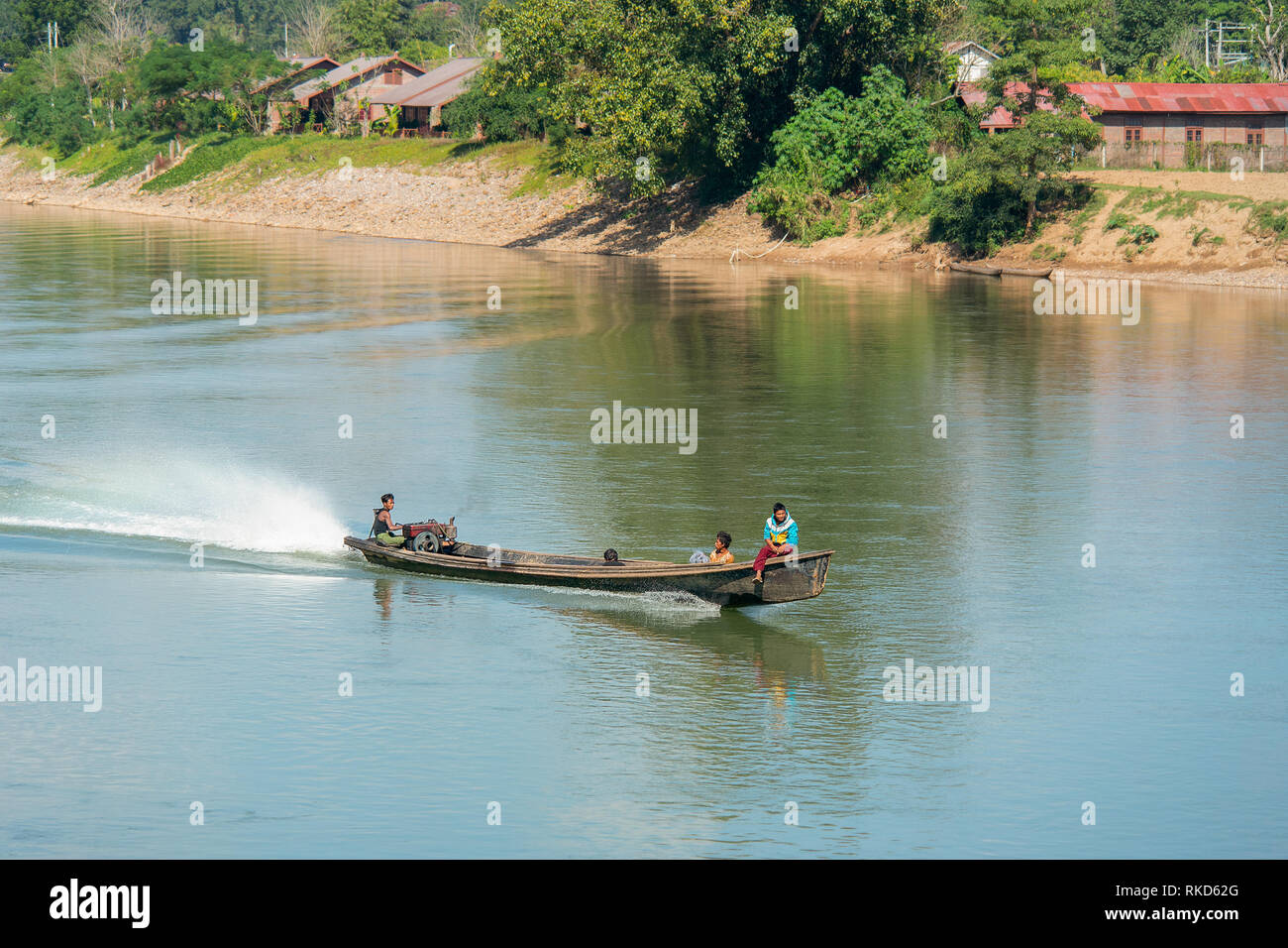 Powered wooden river boat hi-res stock photography and images - Alamy