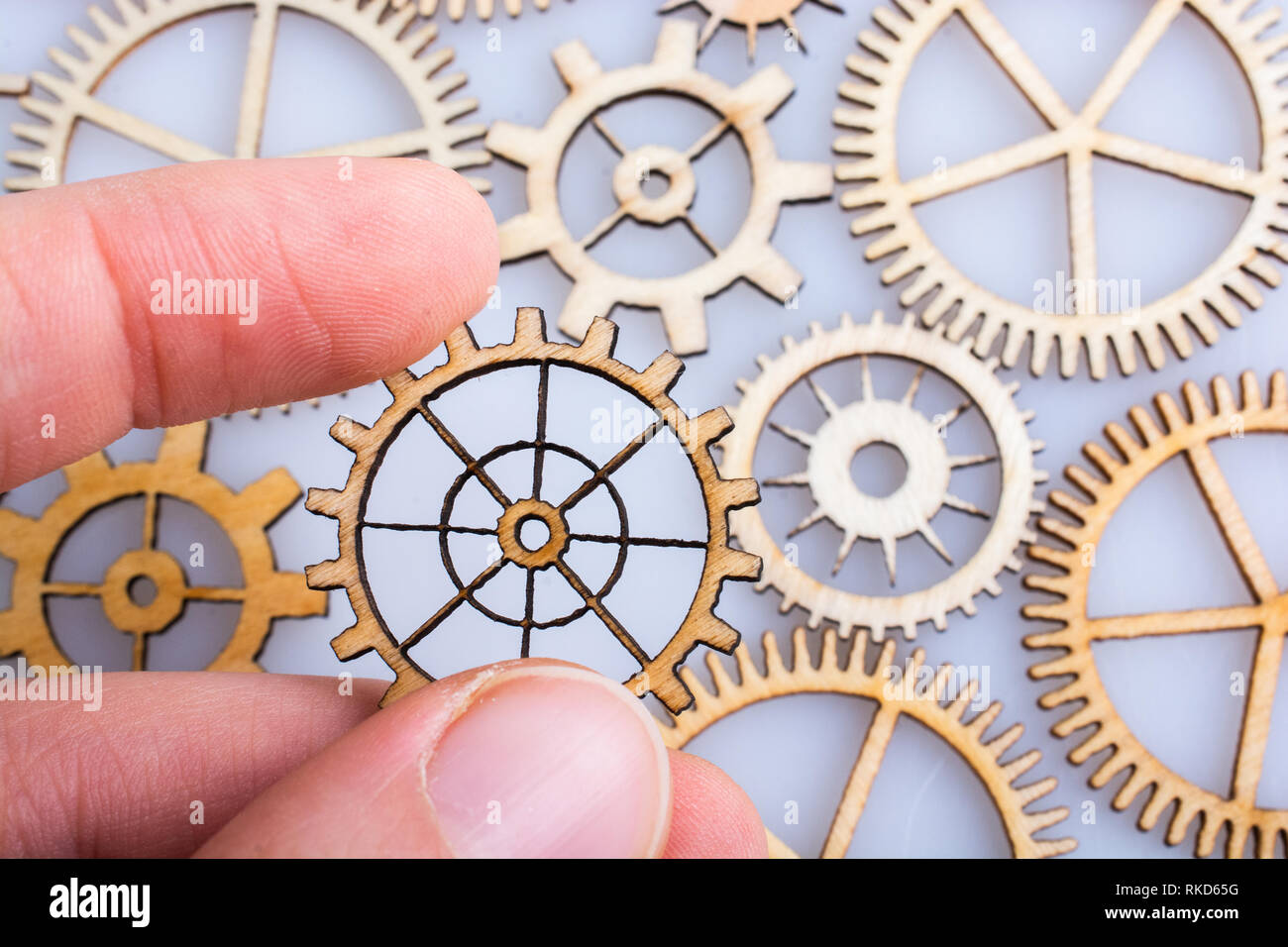 Hand holding gear wheels as the concept of mechanism Stock Photo - Alamy