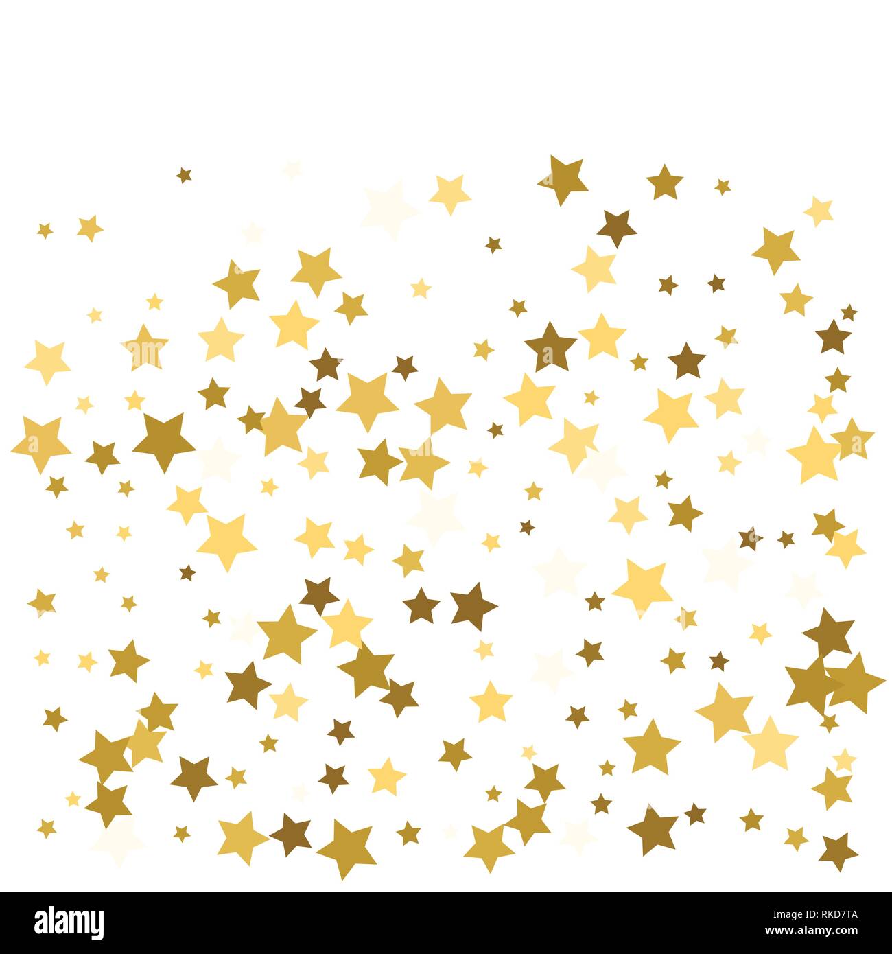 Gold Star Confetti Rain Festive Holiday Background Vector Golden Paper
