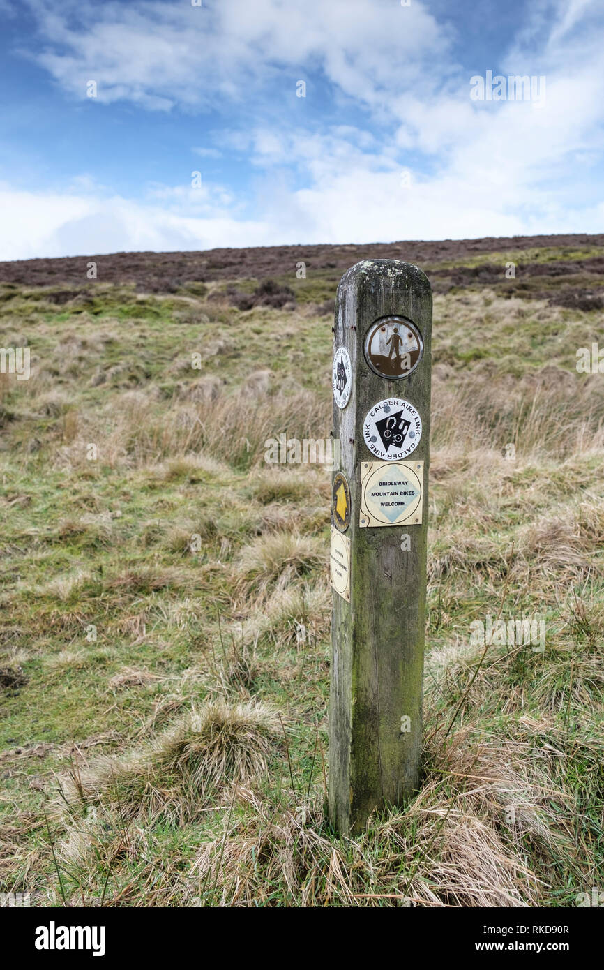 Calder Aire Link signs on Wadsworth Moor, on the Walshaw Estate, Near ...
