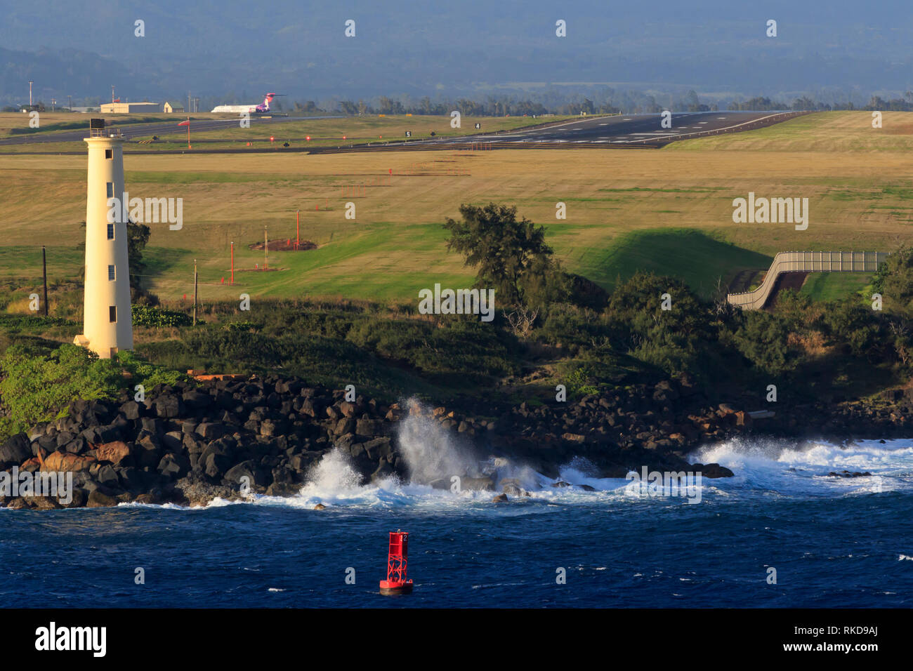 Ninini Point Lighthouse & Lihue Airport, Kauai Island, Hawai'i, USA Stock Photo - Alamy
