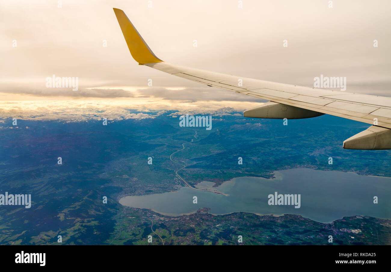 Flying above Germany and Lake Constance Stock Photo - Alamy
