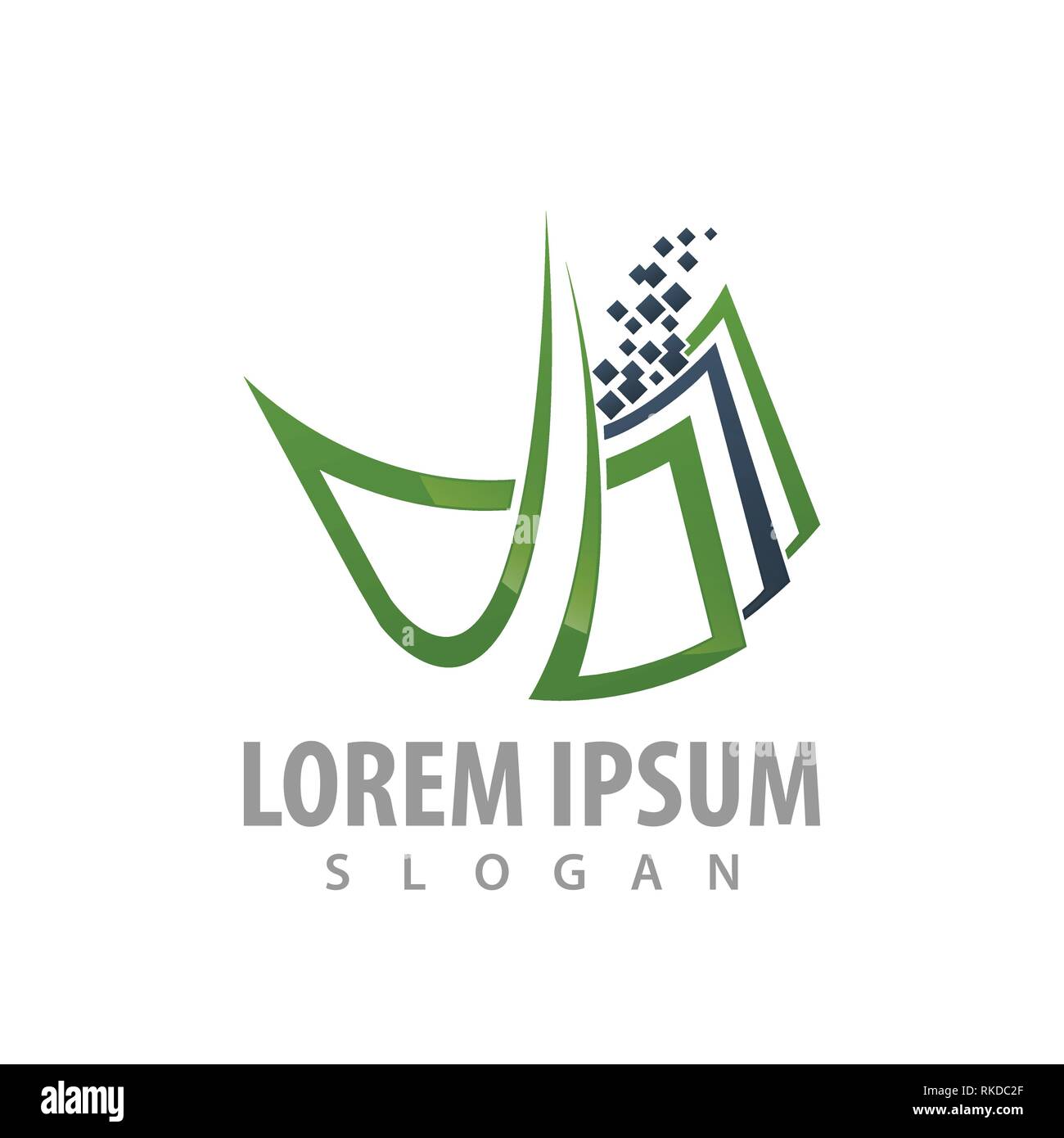 Abstract digital pixel logo concept design. Symbol graphic template ...