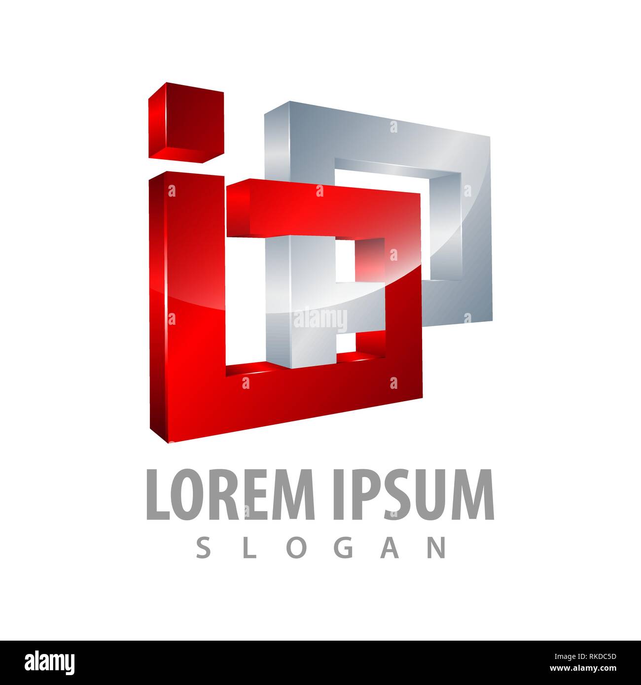 3D connect square logo concept design. Symbol graphic template element ...