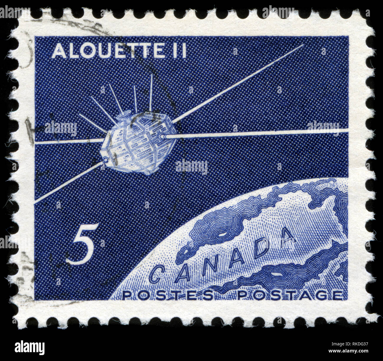 Postage stamp from Canada in the Launching of Canadian Satellite ...