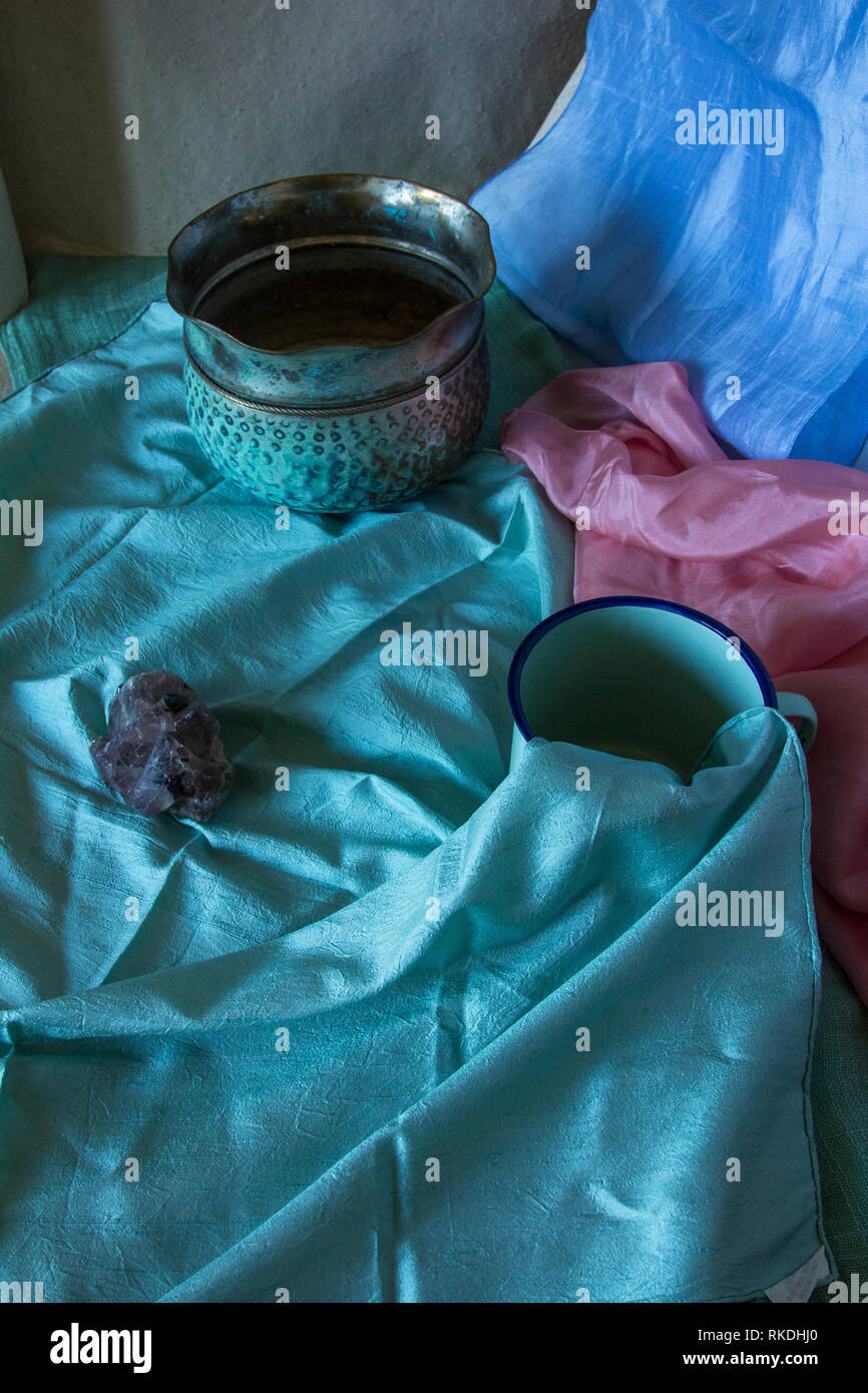 Pastel coloured still life photograph with archaic objects Stock Photo ...