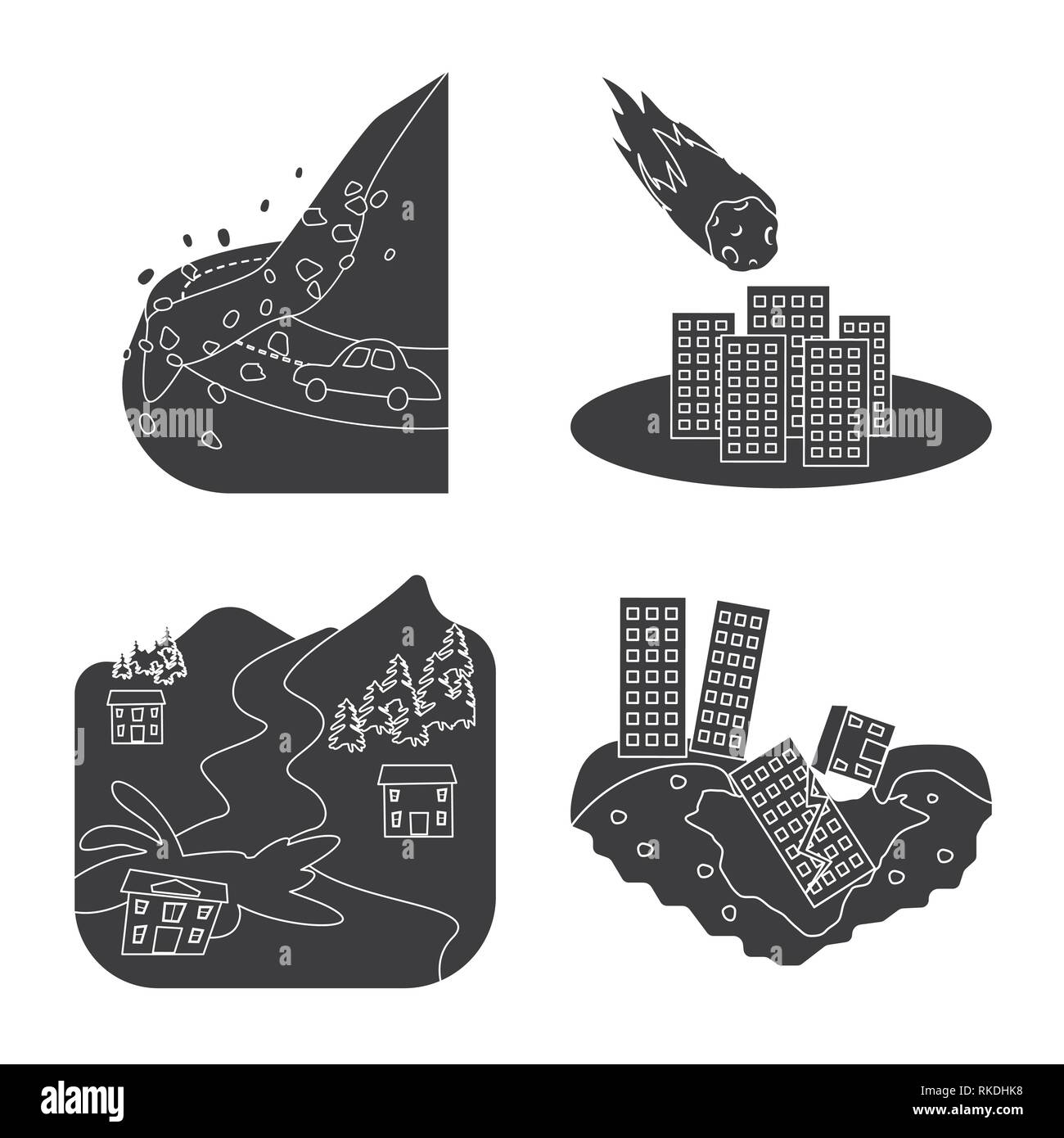 Vector design of calamity and crash symbol. Set of calamity and ...