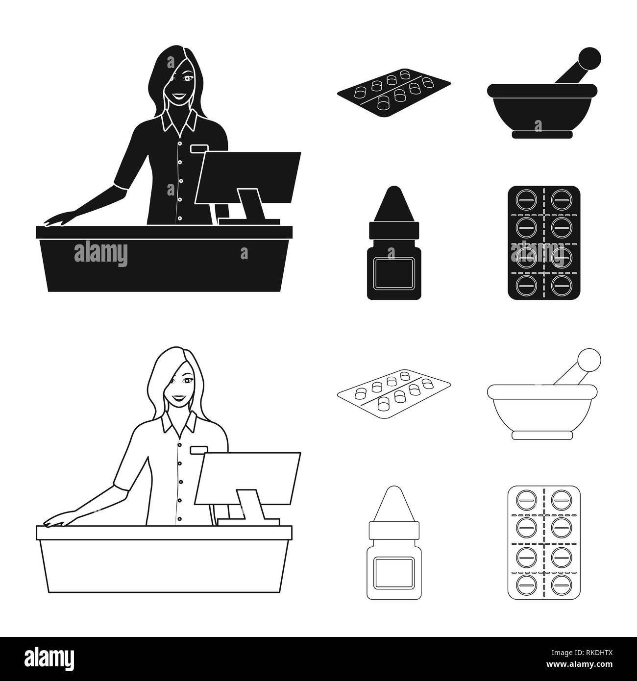 Vector illustration of retail and healthcare icon. Set of retail and ...