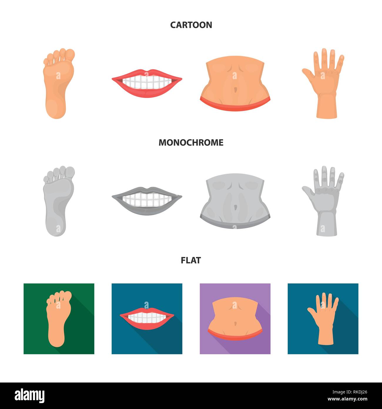 Vector design of body and part sign. Set of body and anatomy stock ...