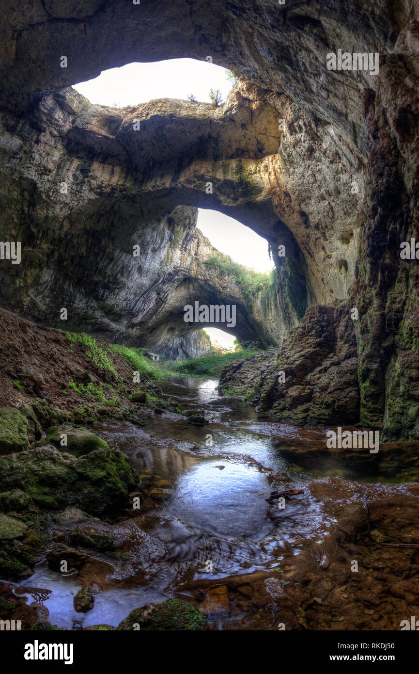 Devetashka cave near Lovech, Bulgaria. Cave formation, tourist ...