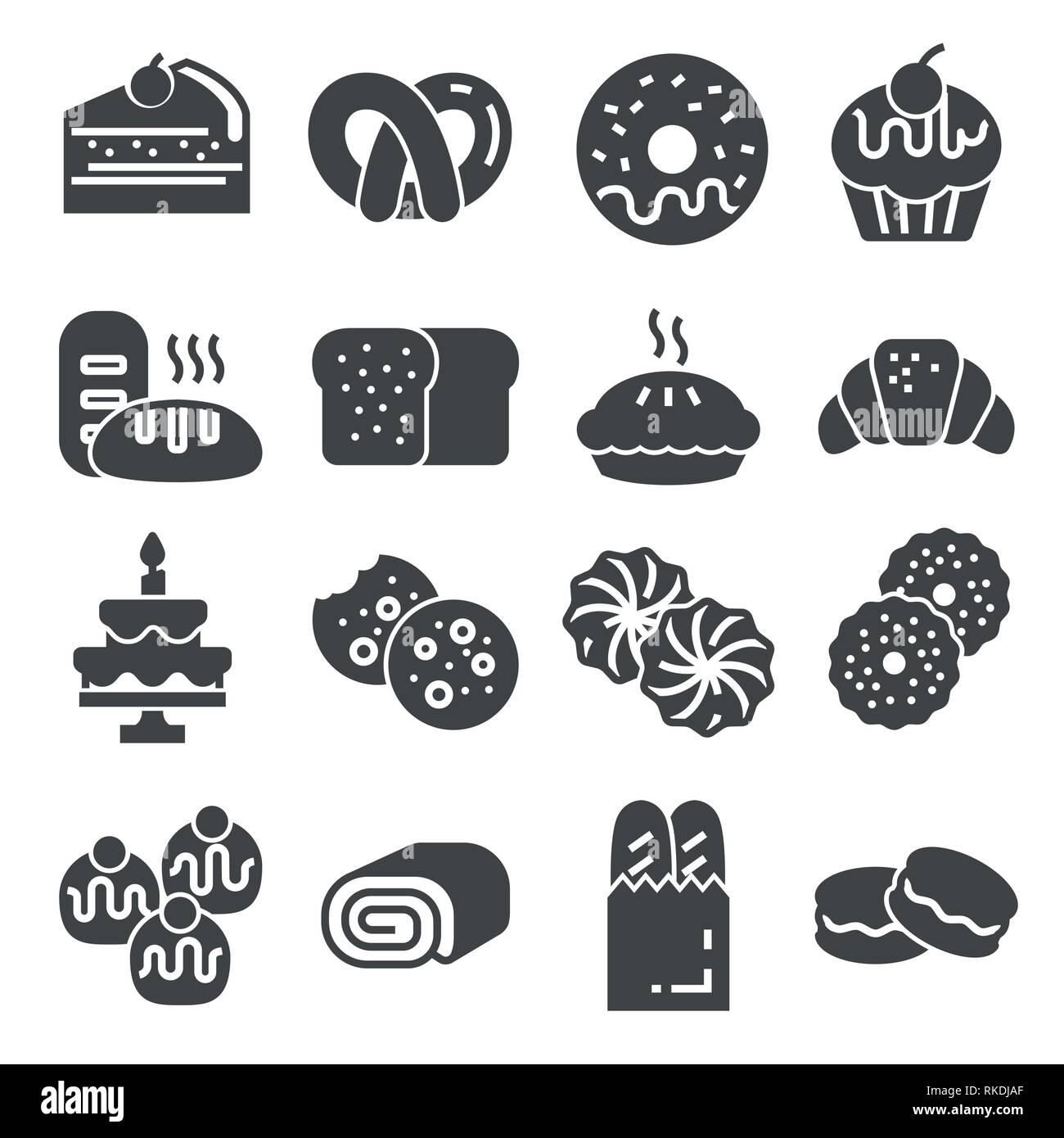 Bakery icon set - gray icon collection on white background Stock Vector ...