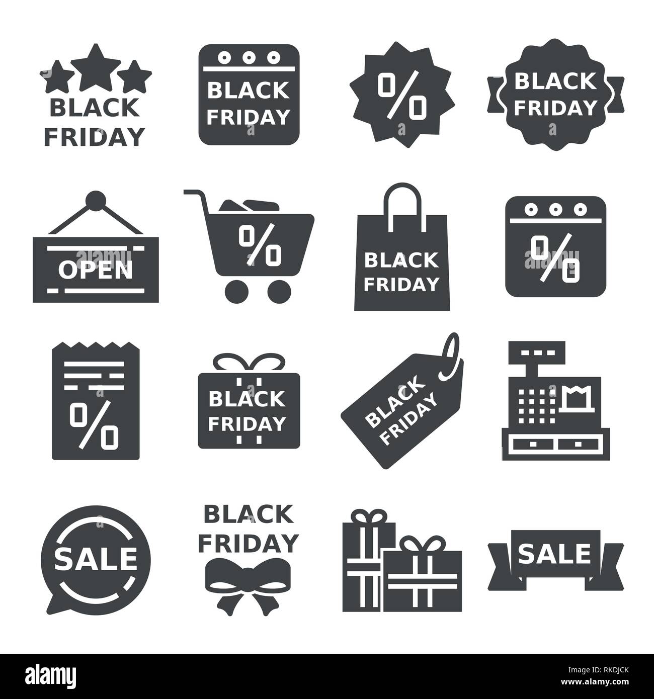 Set of Black Friday icons. Vector Illustrations on white background ...