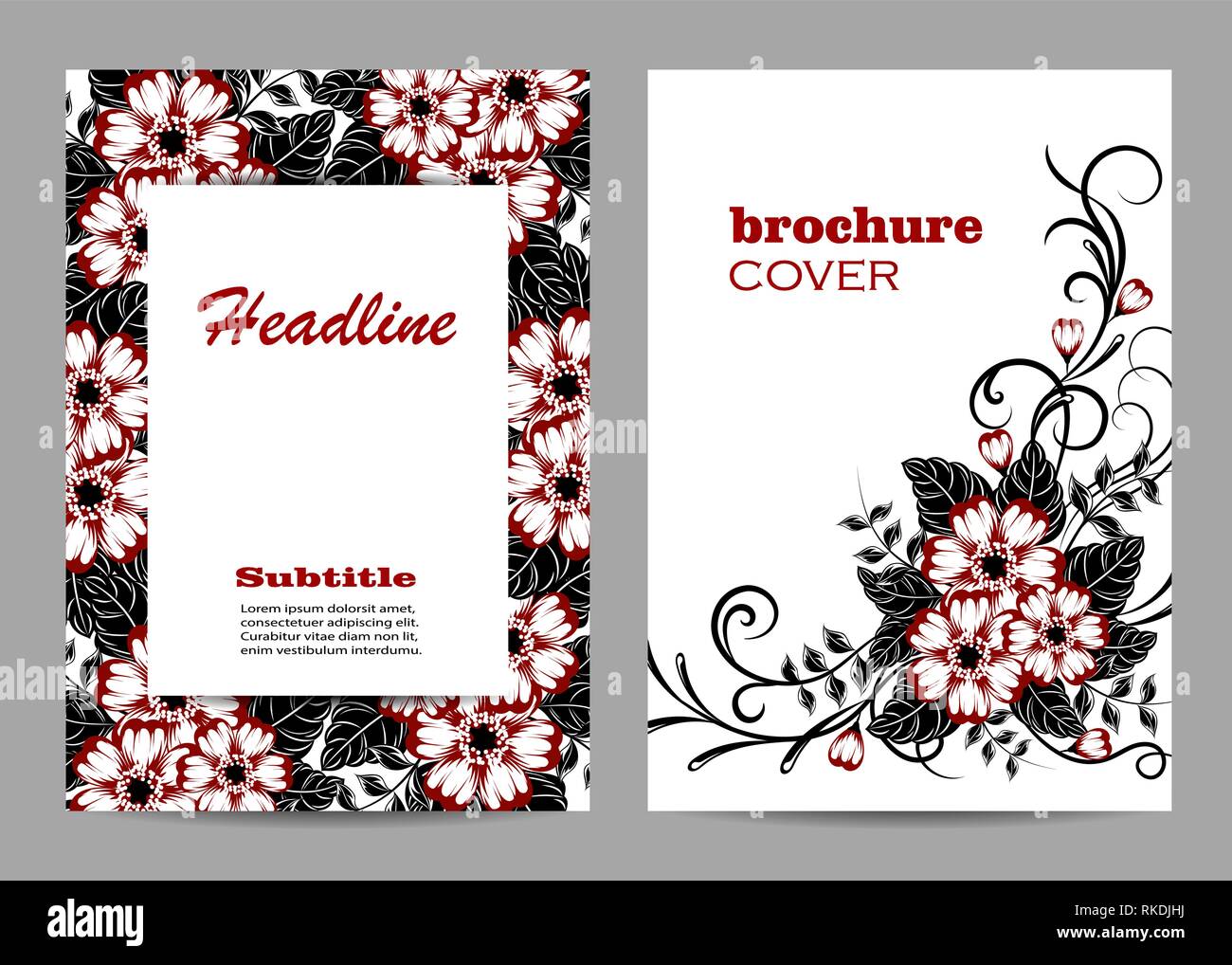 Floral brochure cover design. Beautiful floral pattern on white ...