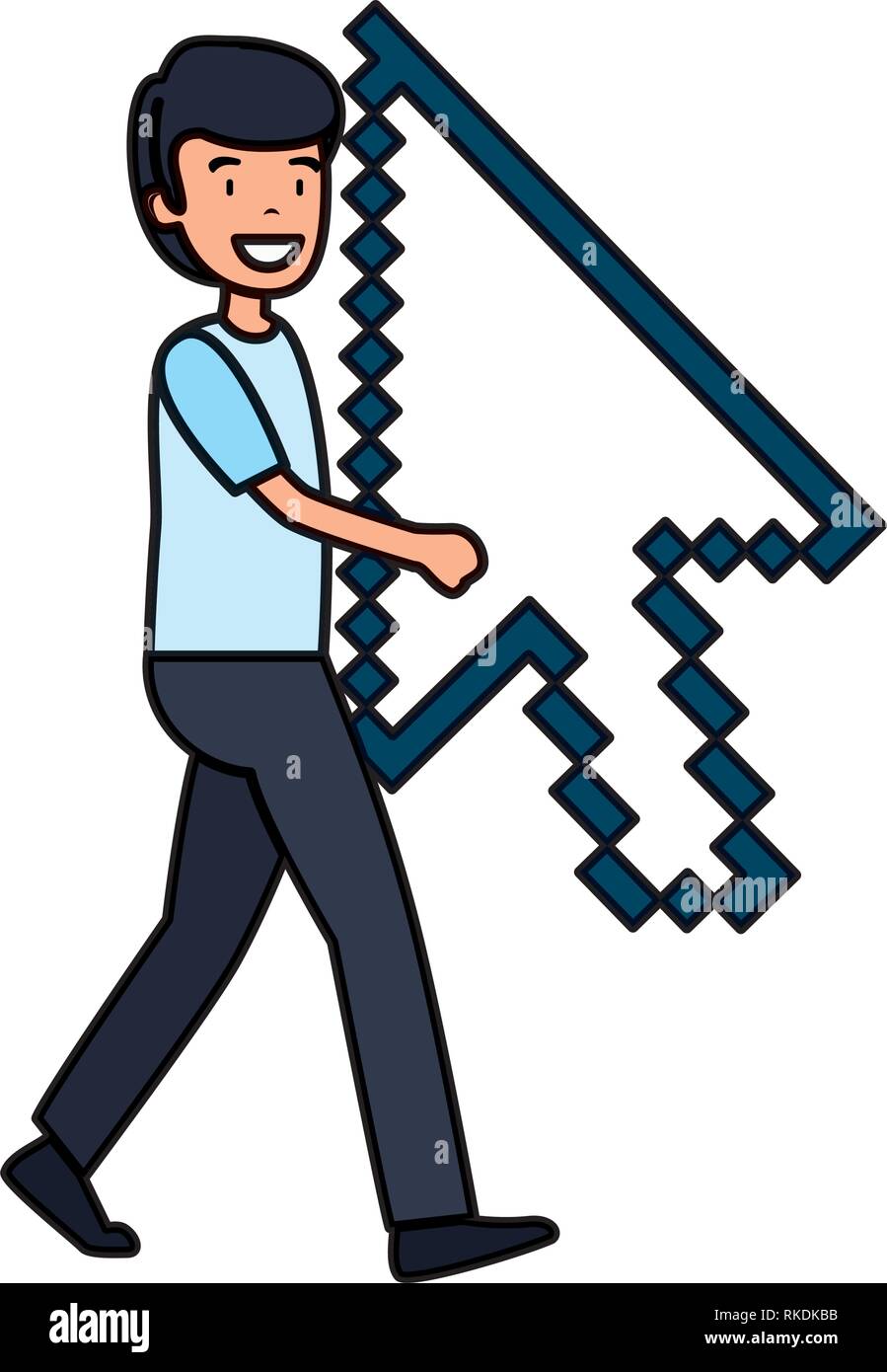 man lifitng arrow mouse pointer vector illustration design Stock Vector ...
