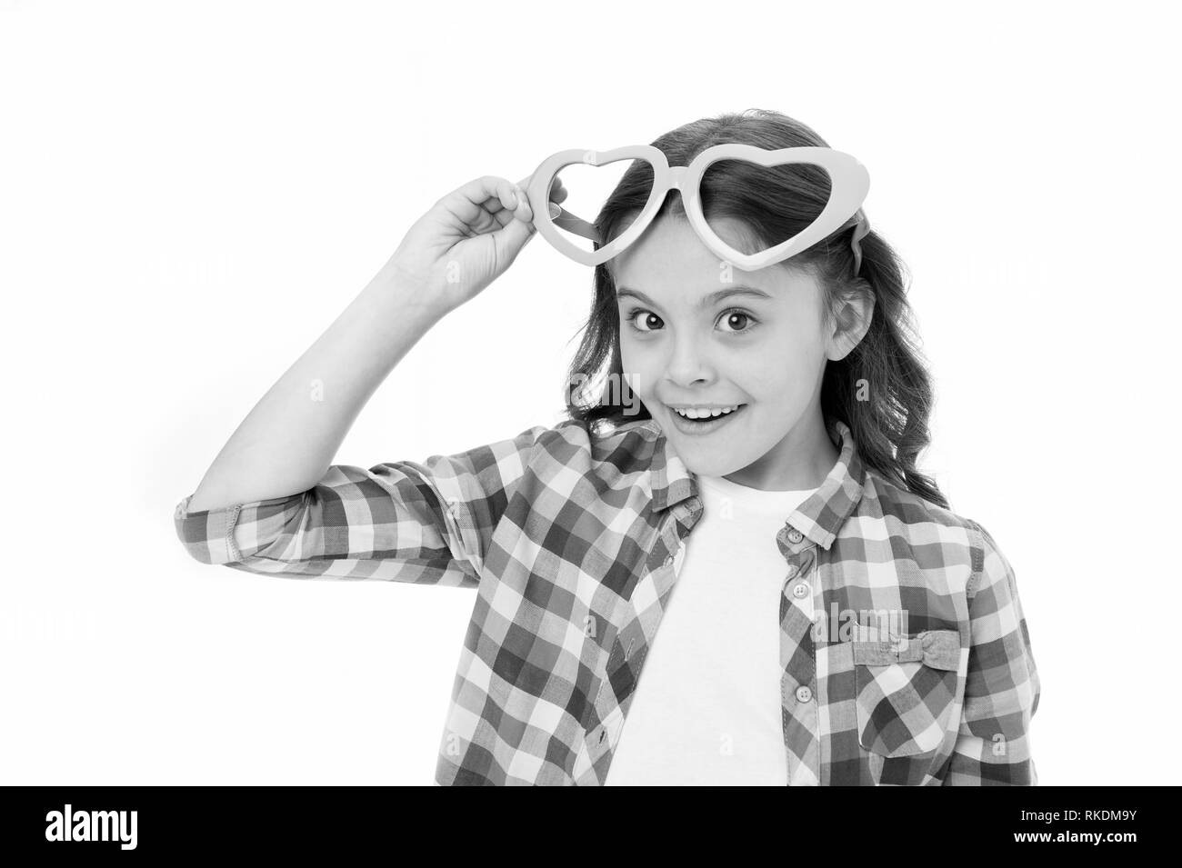 Childhood love. Kid happy lovely feels sympathy. Child charming smile ...