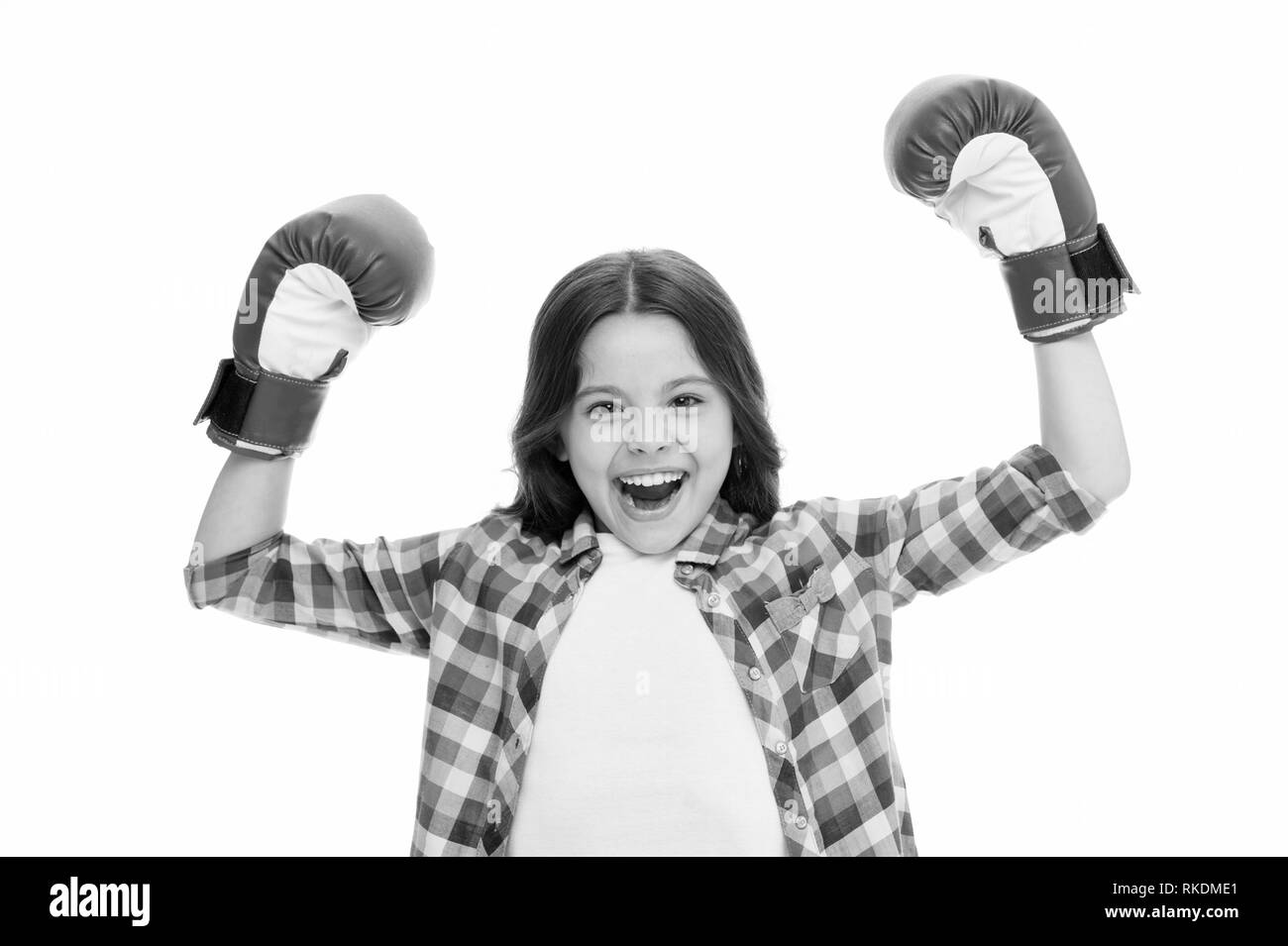 Kid strong and independent girl. Feel powerful. Girls power concept ...