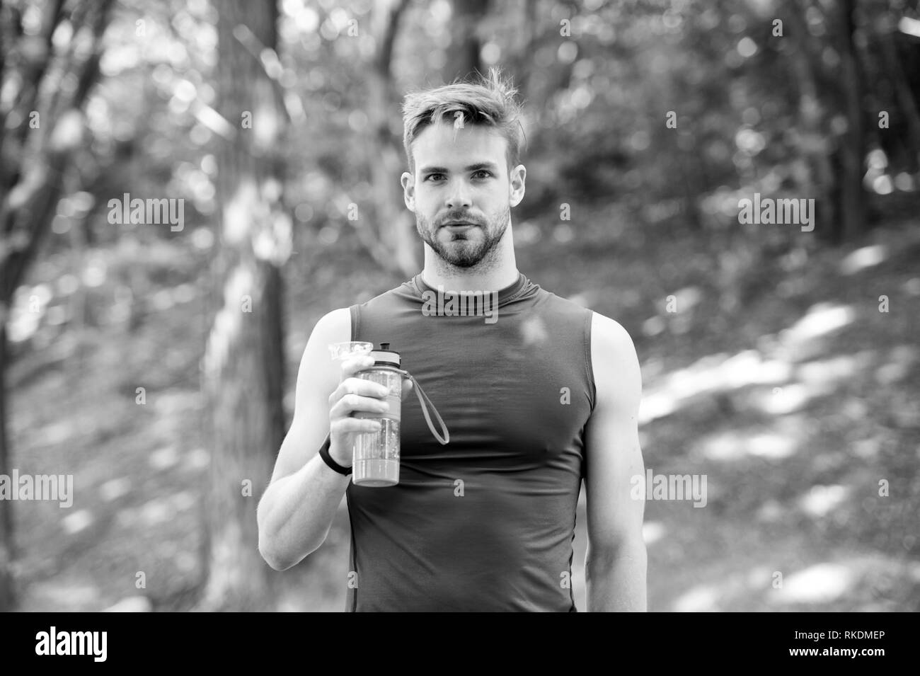 refreshment. refreshment after hart sport workout. man has refreshment ...