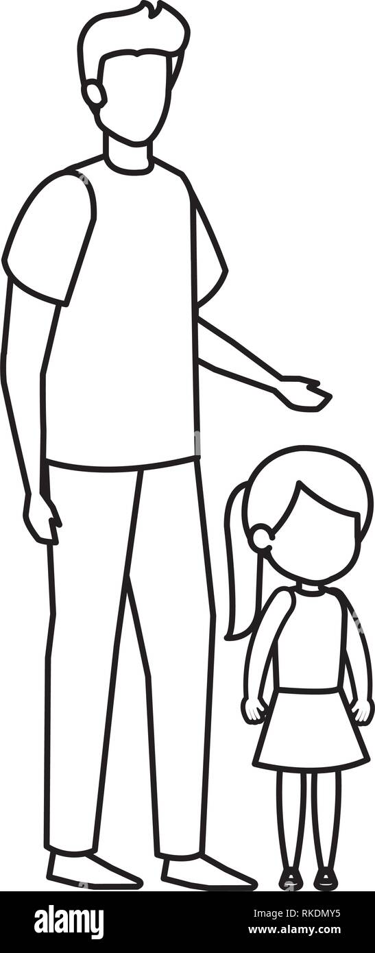 father with daughter characters vector illustration design Stock Vector ...