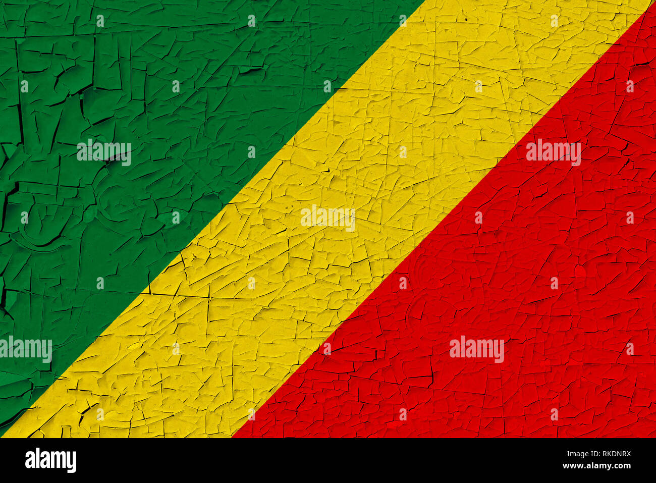 Congo painted flag. Patriotic old grunge background. National flag of ...