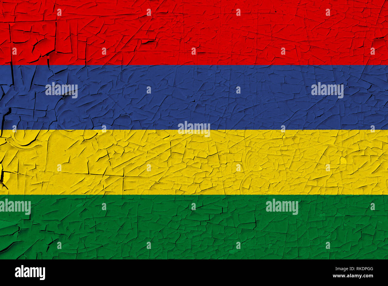 Mauritius painted flag. Patriotic old grunge background. National flag ...