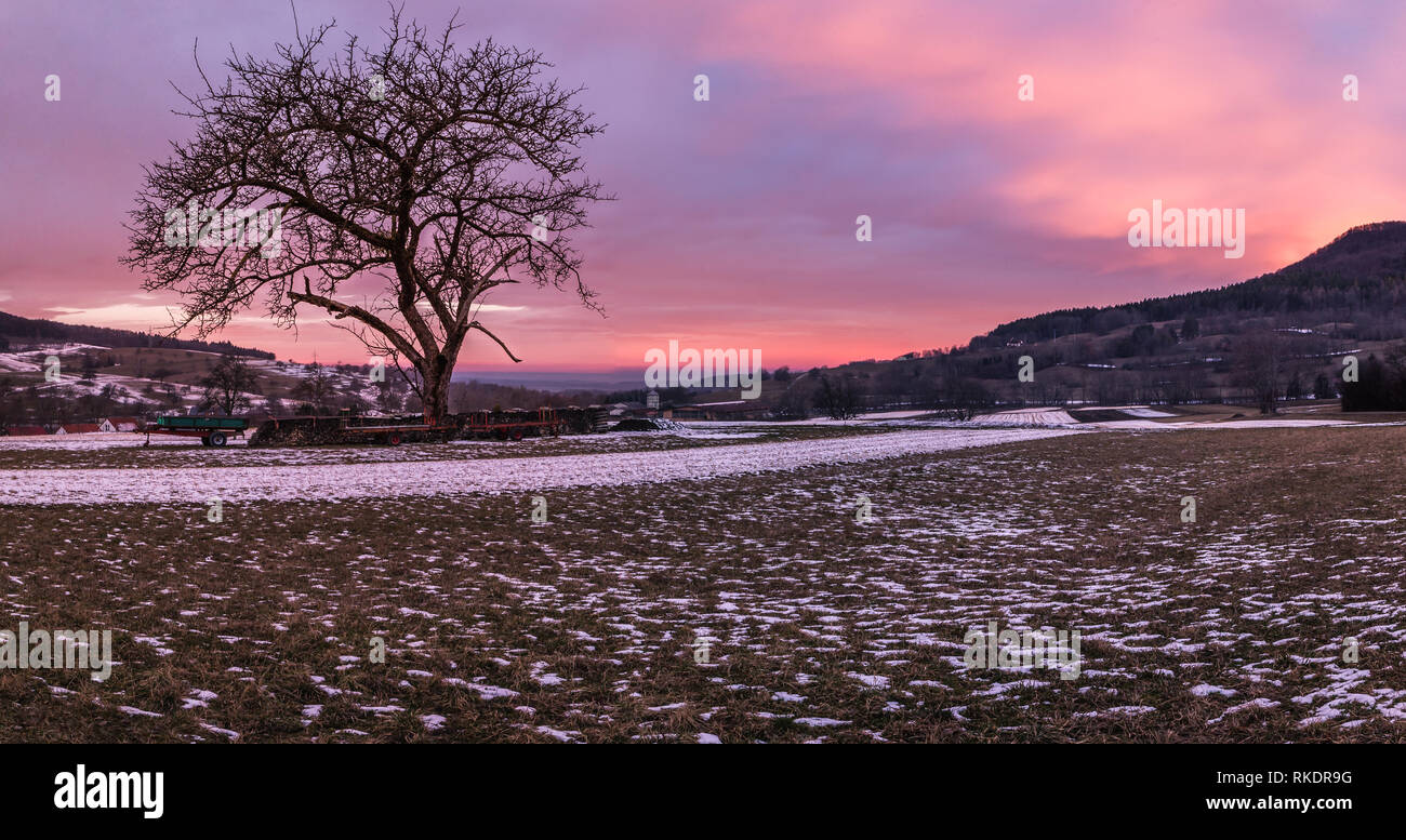 Red sky sunrise in Germany Stock Photo - Alamy