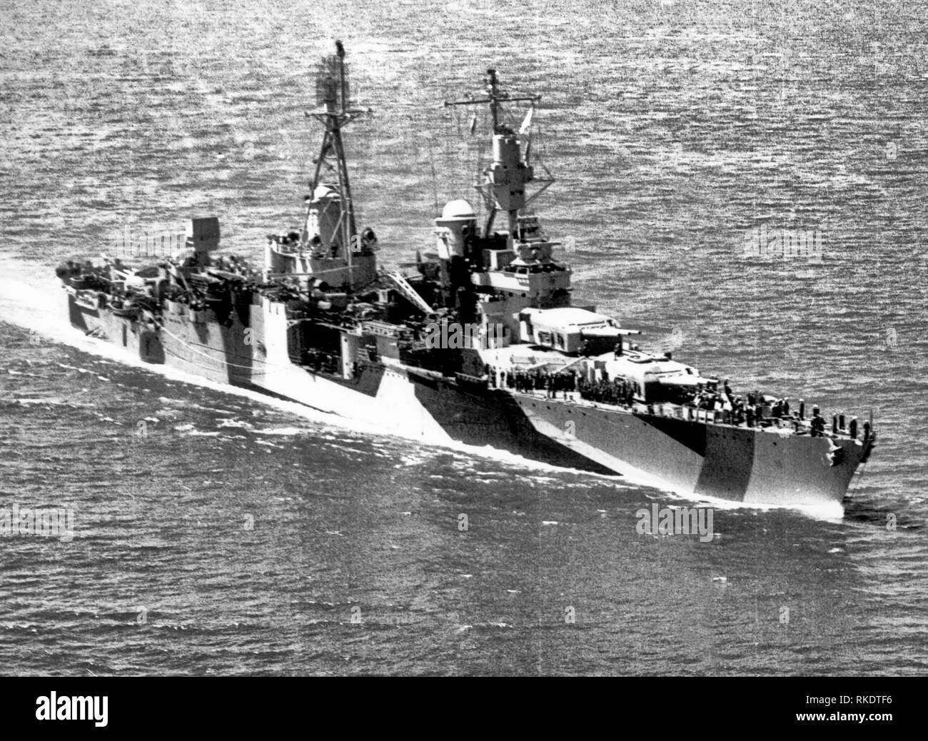 The U.S. Navy heavy cruiser USS Indianapolis (CA-35) underway in 1944 ...
