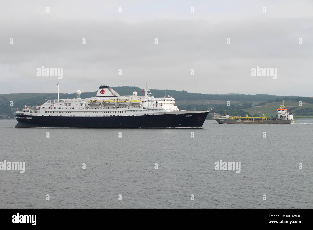 The cruise ship MV Astoria heads in to Greenock Ocean Terminal, as the ...