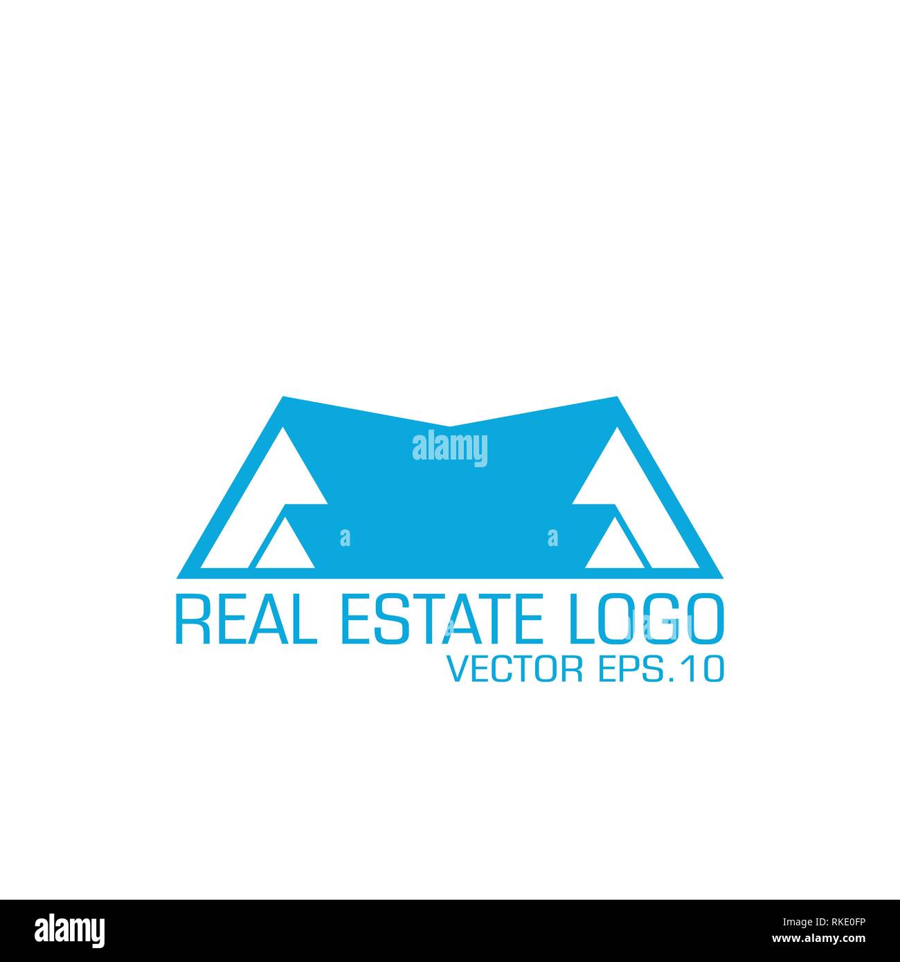 Real estate logo flat design, blue color isolated on white background ...
