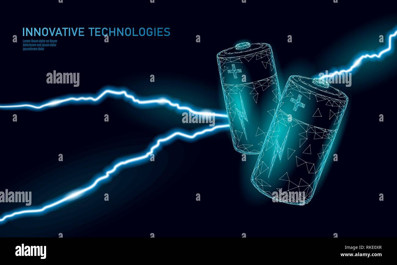 Charged polygonal alkaline battery. Energy power work. Dangerous threat ...
