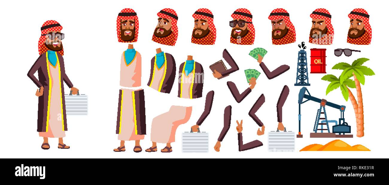 Arab, Muslim Old Man Vector. Senior Person Portrait. Elderly People ...